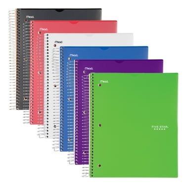 Five Star 5-Subject College-Ruled Notebook, 9 1/2" x 6", Assorted ...