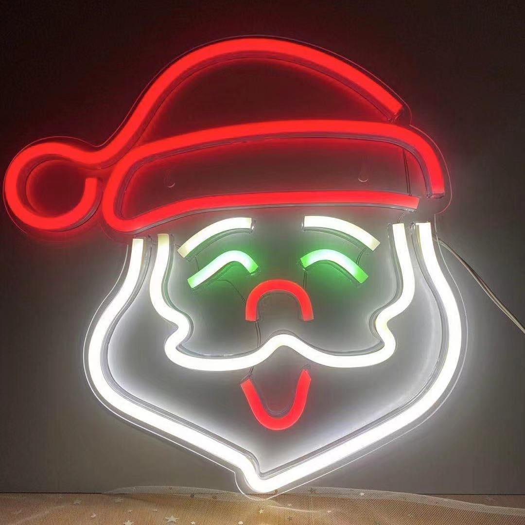 Letrero LED JAMW Santa Claus Neón Sign-USB Powered Navidad Sencillez ...