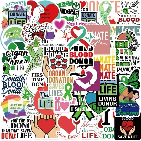 50 Packs Donate Life Stickers Water Bottles Laptop Phone Motorcycle ...