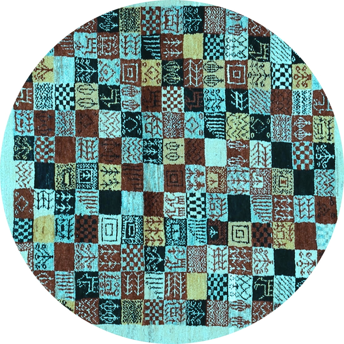 Ahgly Company Indoor Round Abstract Light Blue Contemporary Area Rugs ...