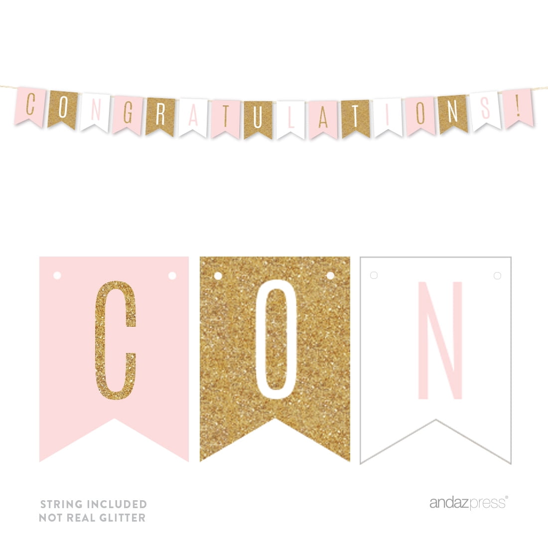 Signature Blush Pink, White, Gold Glittering Party Collection, Hanging ...