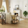 2 Tier End Table, Sofa Side Table, Narrow Side Table with Storage, Slim ...