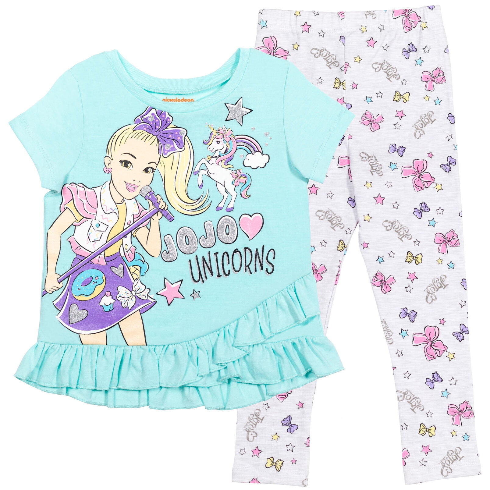 JoJo Siwa Little Girls Crossover T-Shirt and Leggings Outfit Set ...