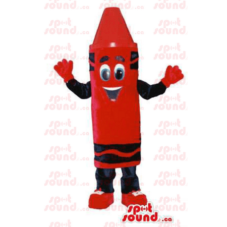 Customised Large Red Crayon SPOTSOUND Mascot With Peculiar Face ...