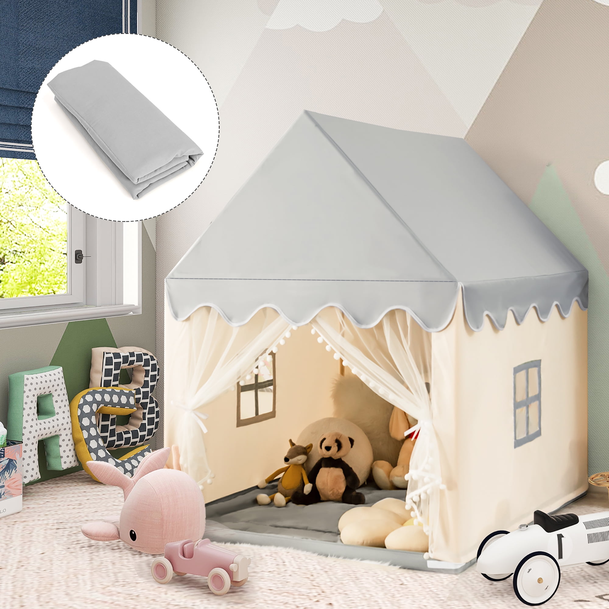 Costway Kids Play Tent Large Playhouse Children Castle Fairy Tent Gift ...