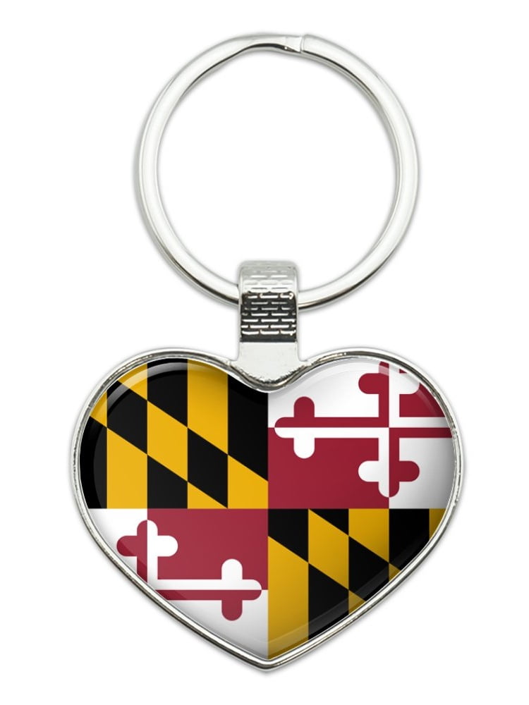 Maryland State Flag Heart Love Metal Keychain Key Chain Ring - Walmart.com