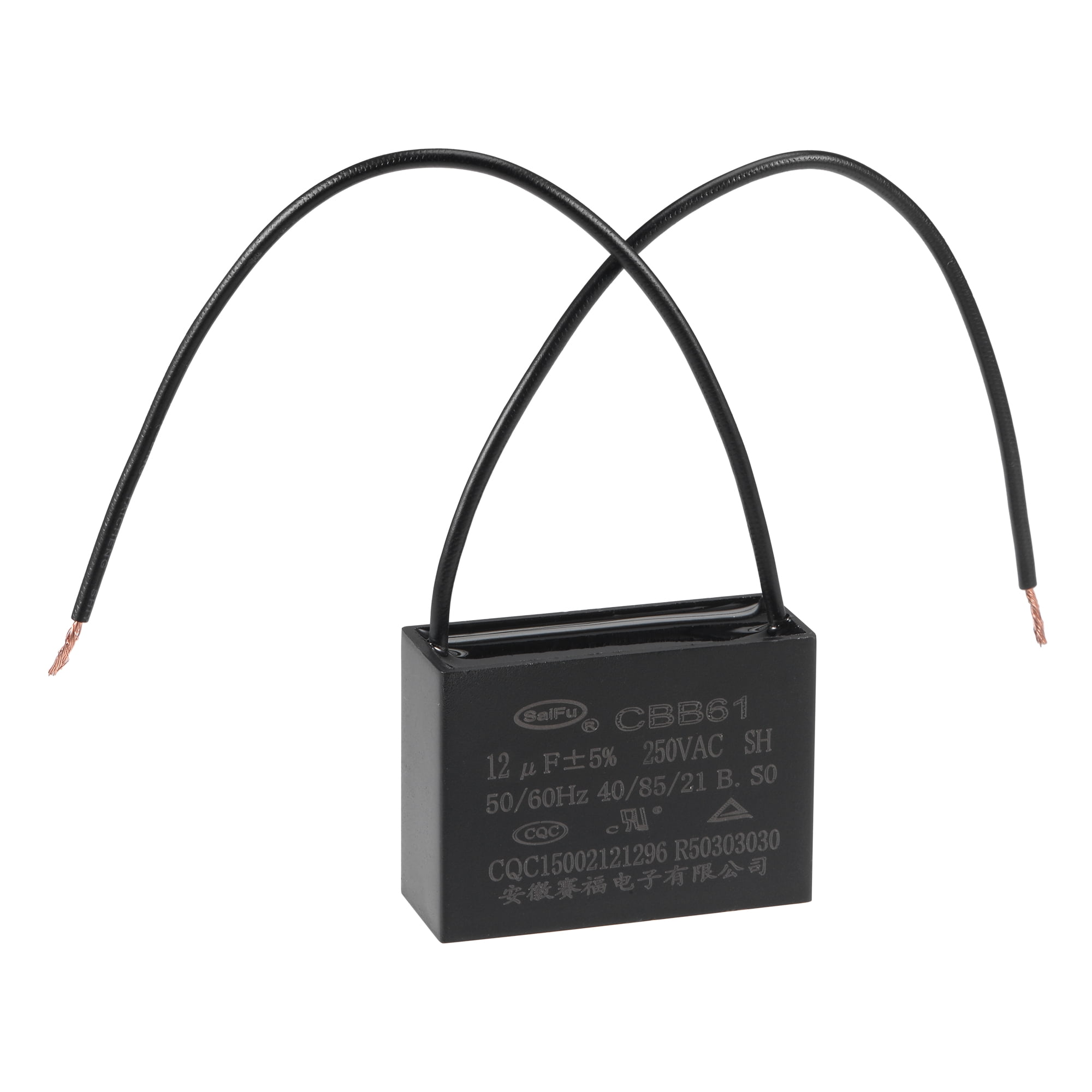 Uxcell 12uF 250V AC 2 Wires CBB61 Ceiling Fan Capacitor 1 Pack ...