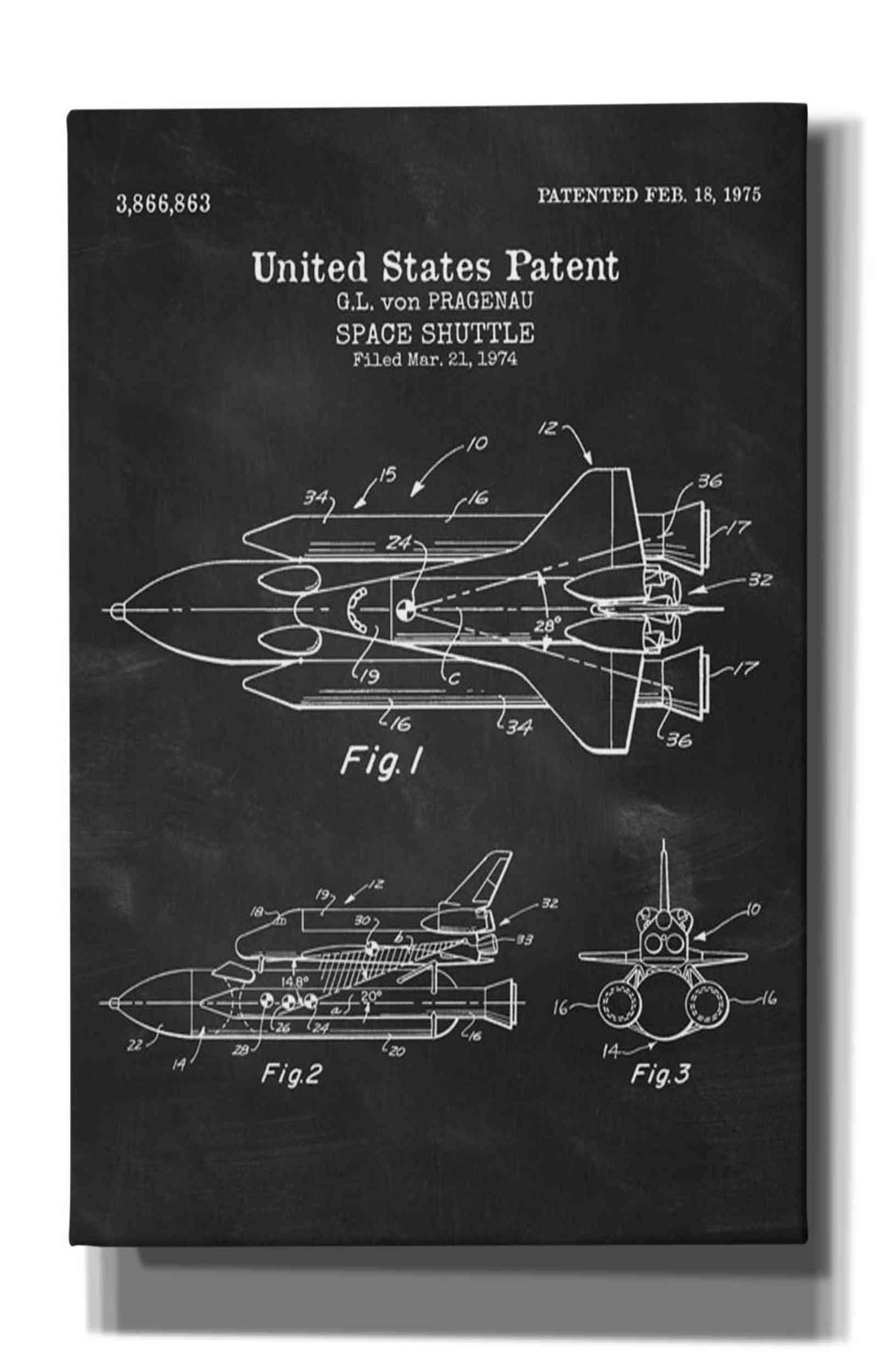 Epic Graffiti 'Space Shuttle Blueprint Patent Chalkboard' Canvas Wall ...