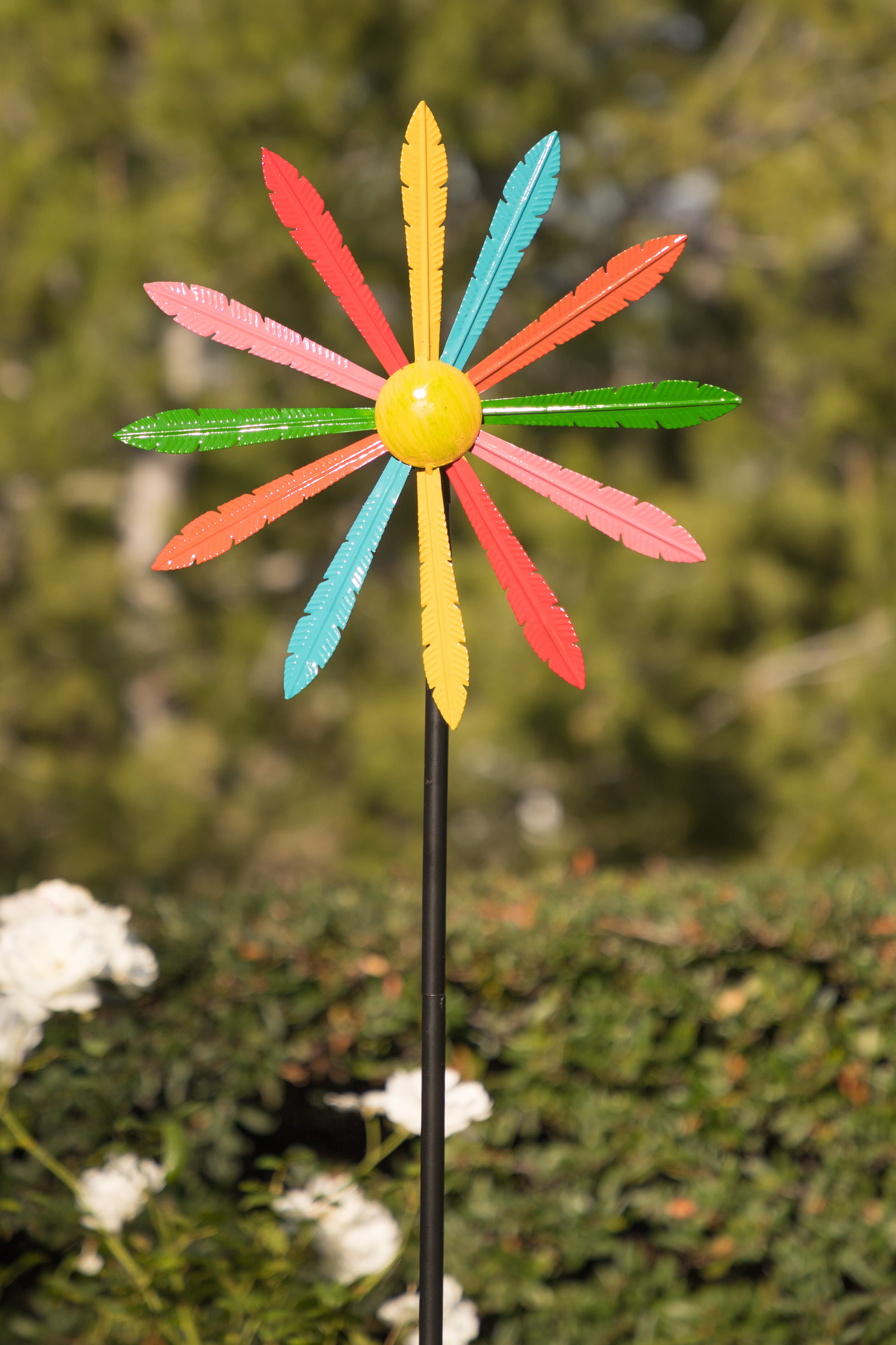 Multi-Color Metal Windmill w/ Stake & Fence Topper - Walmart.com