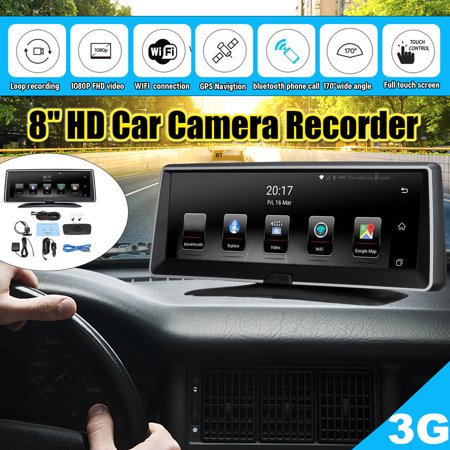 Android GPS Sat Navigation 8" HD 1080P Car DVR Video Camera Recorder ...