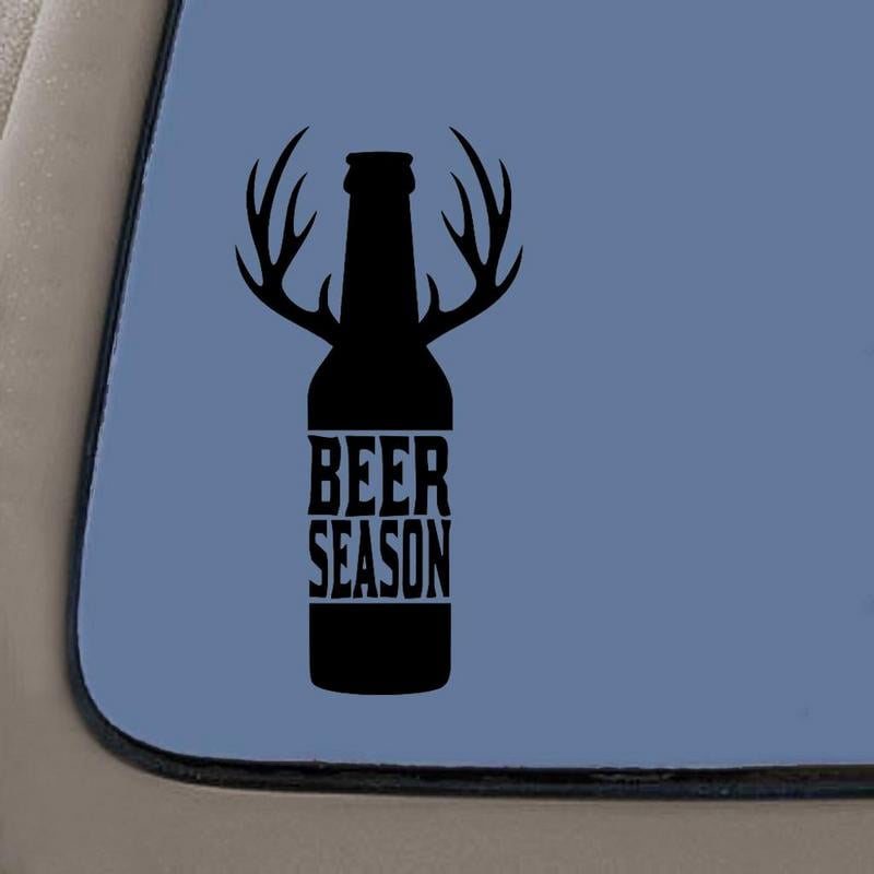 Beer Season Buck Decal Sticker | 6.8-Inches | Black Vinyl Decal | Car ...