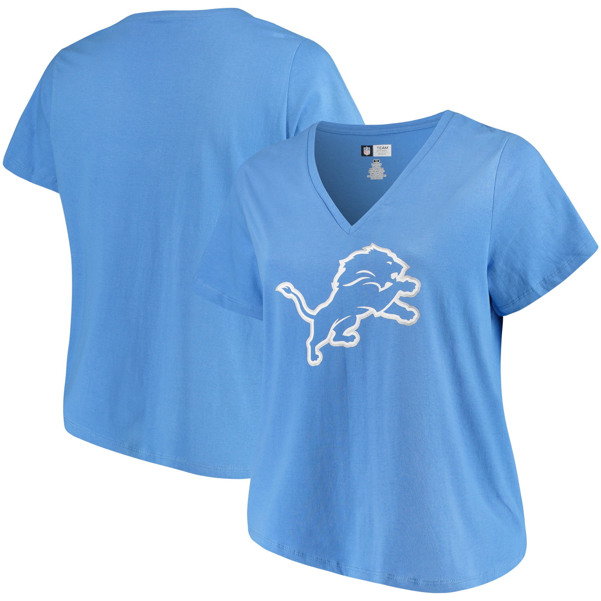 Womens Majestic Blue Detroit Lions Plus Size Logo V Neck T Shirt