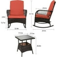 LEVELEVE 3pcs PE Wicker Patio Rockers & Glass Table Set for Outdoor ...