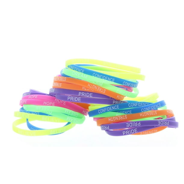 Inspirational Saying Thin Rubber Bracelets Lot of 36 Party Favors ...