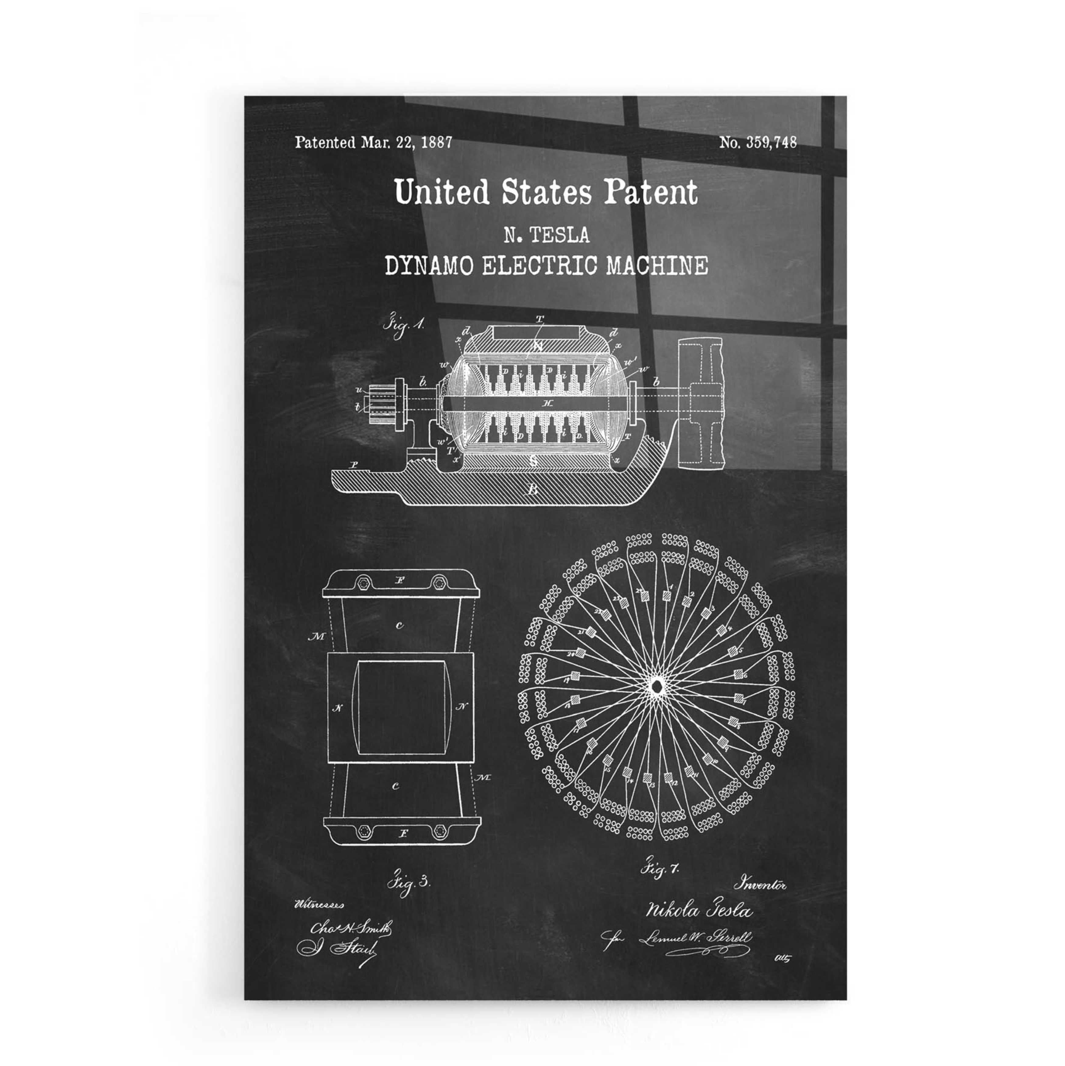 Epic Art 'Dynamo Blueprint Patent Chalkboard,' Acrylic Glass Wall Art ...