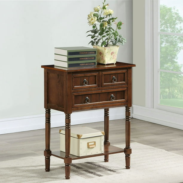 Convenience Concepts Kendra 3 Drawer Hall Table with Shelf, Espresso ...