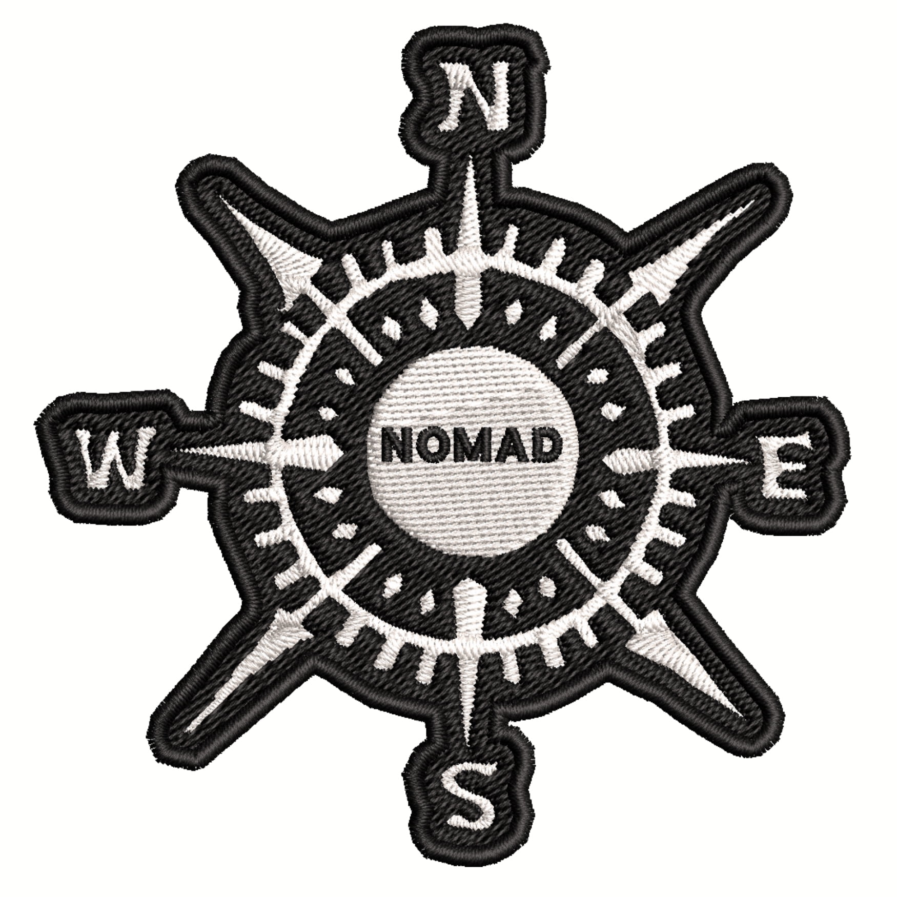 Nomad Compass Black Embroidered Patch Iron/Sew-On Applique Travel ...
