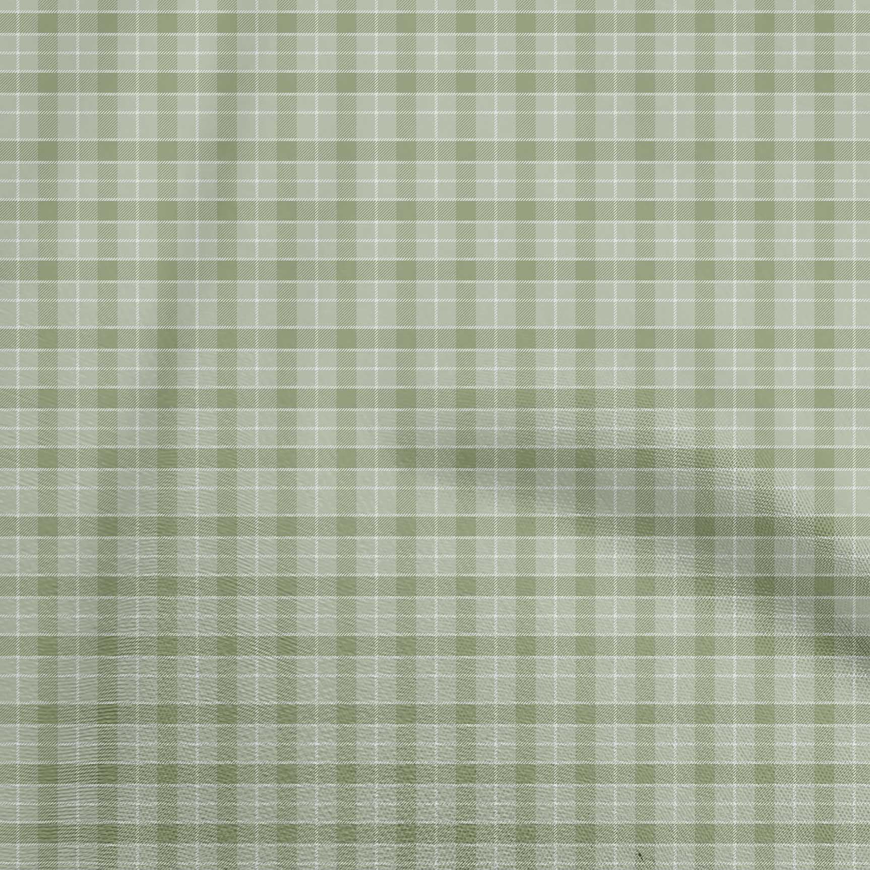 oneOone Viscose Jersey Light Green Fabric Check Diy Clothing Quilting ...