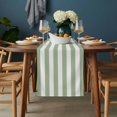 Geometric Sage Table Runner 13x108 inch Green Stripes Cotton Linen ...