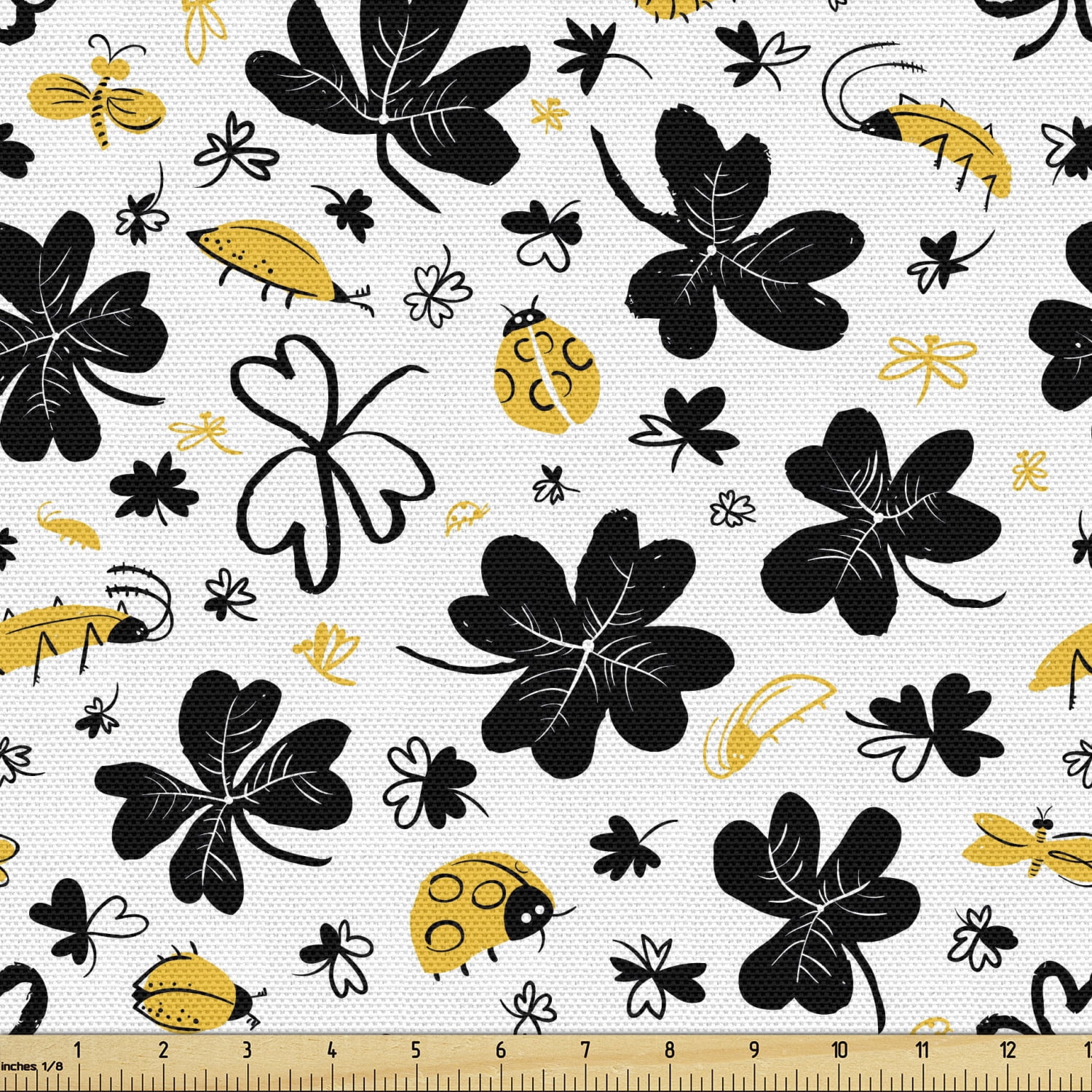 Forest Fabric by the Yard, Ladybugs Leaves Woodland Joyful Nature ...