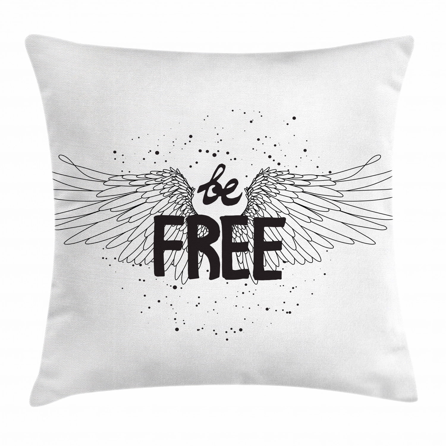 Angel Wings Throw Pillow Cushion Cover, Be Free Message Lifestyle ...