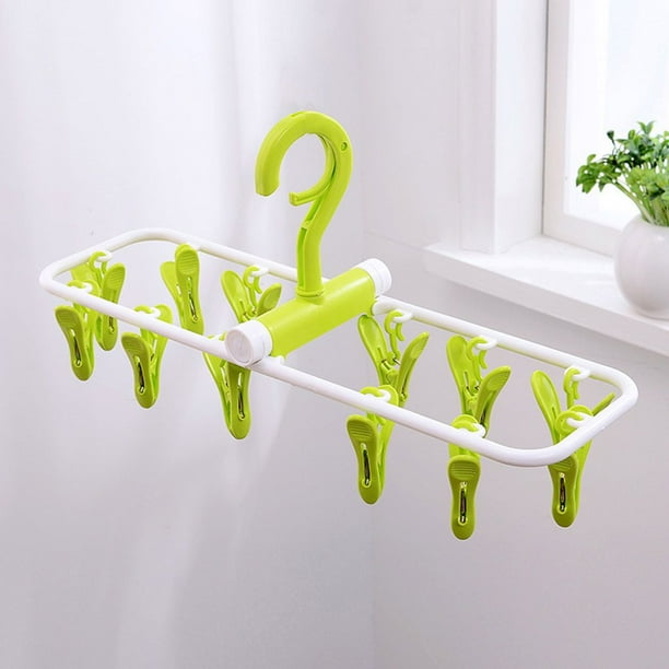 12 Clips Folding Hanging Drying Rack Sock Drying Hanger Multi ... 12 Clips Folding Hanging Drying Rack Sock Drying Hanger Multi ...