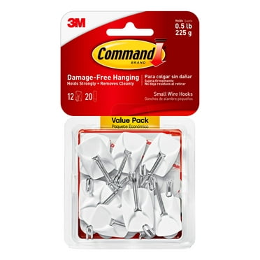 Command Hooks Value Pack, White, Small, 6 Hooks, 12 Strips/Pack ...