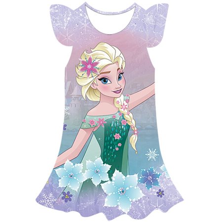 Disney Frozen Elsa Princesse Robe 3D Imprimer Filles Robe D'été Frozen ...