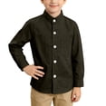 AHTJRT Boys Cotton Dress Shirt Stand Collar Button Down Solid Color ...