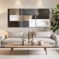 Brown Black Painting Canvas Wall Art 3 Panels, Abstract Art Framed Wall ...