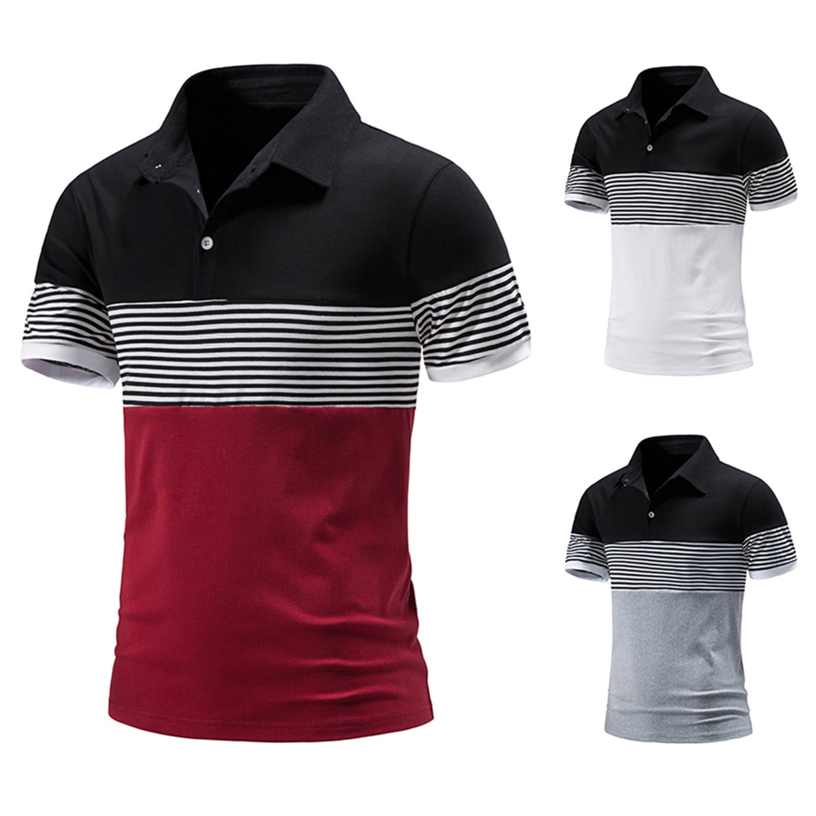 symoid Mens Shirts Short Sleeve- Casual Big and Tall Color Block Summer ...