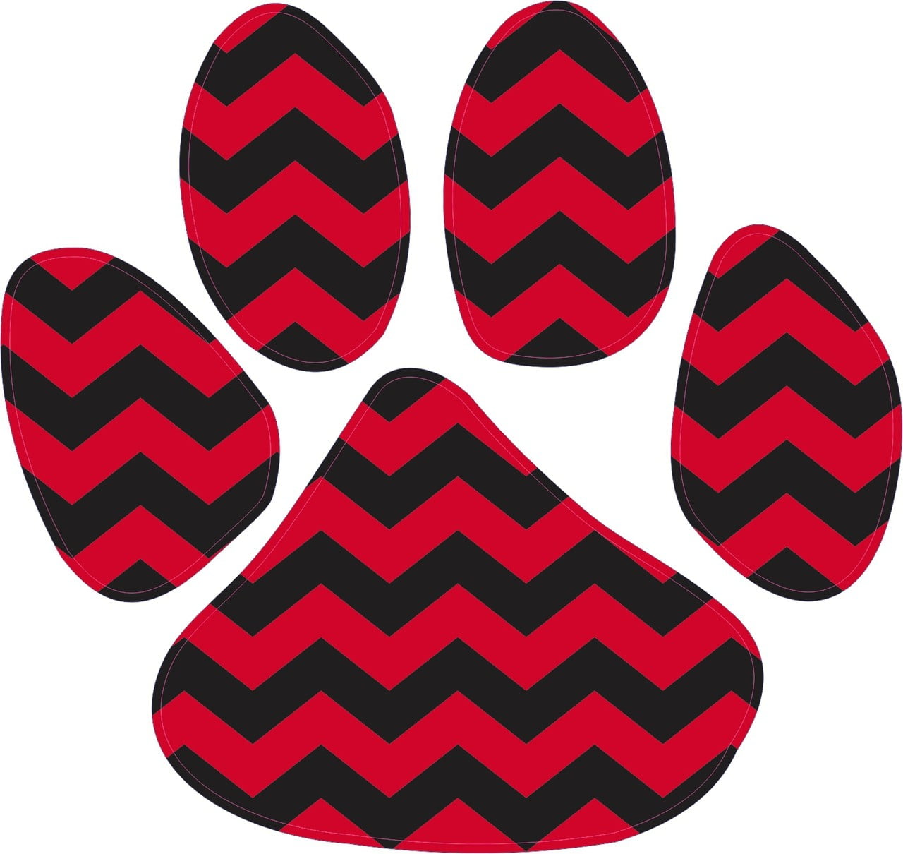 5in x 4.5in Red and Black Chevron Paw Print Animals Bumper Sticker ...