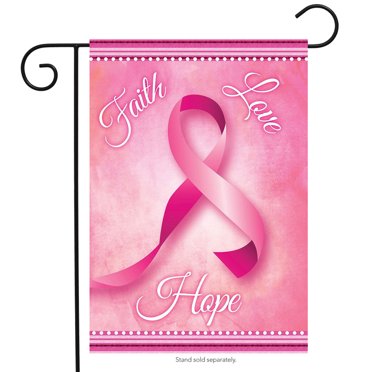 Toland Home Garden Hope Love Cure Ribbon Breast Cancer Flag Double ...