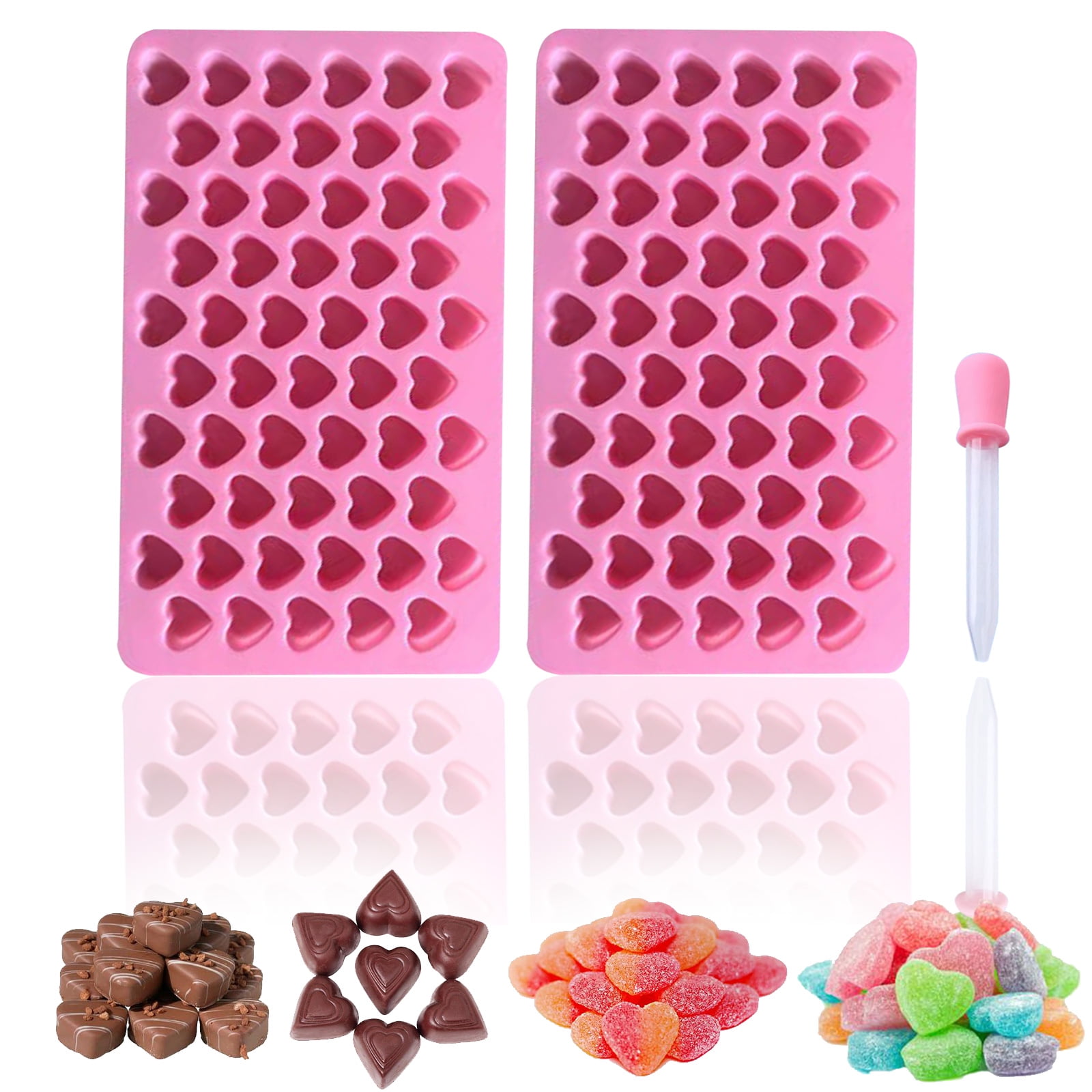 HYCSC MIni Gummy Molds - 55 Cavity Heart Silicone Candy Molds, Heart ...