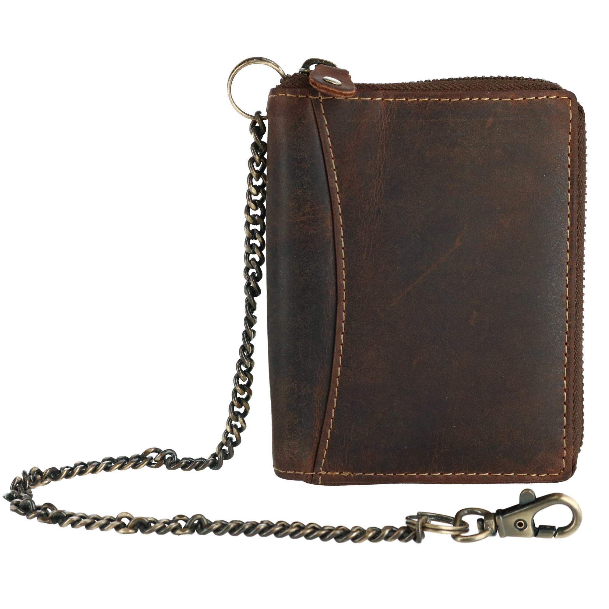 Click here for Ctm Hunter Leather Zip-Around Bifold Chain Wallet... prices