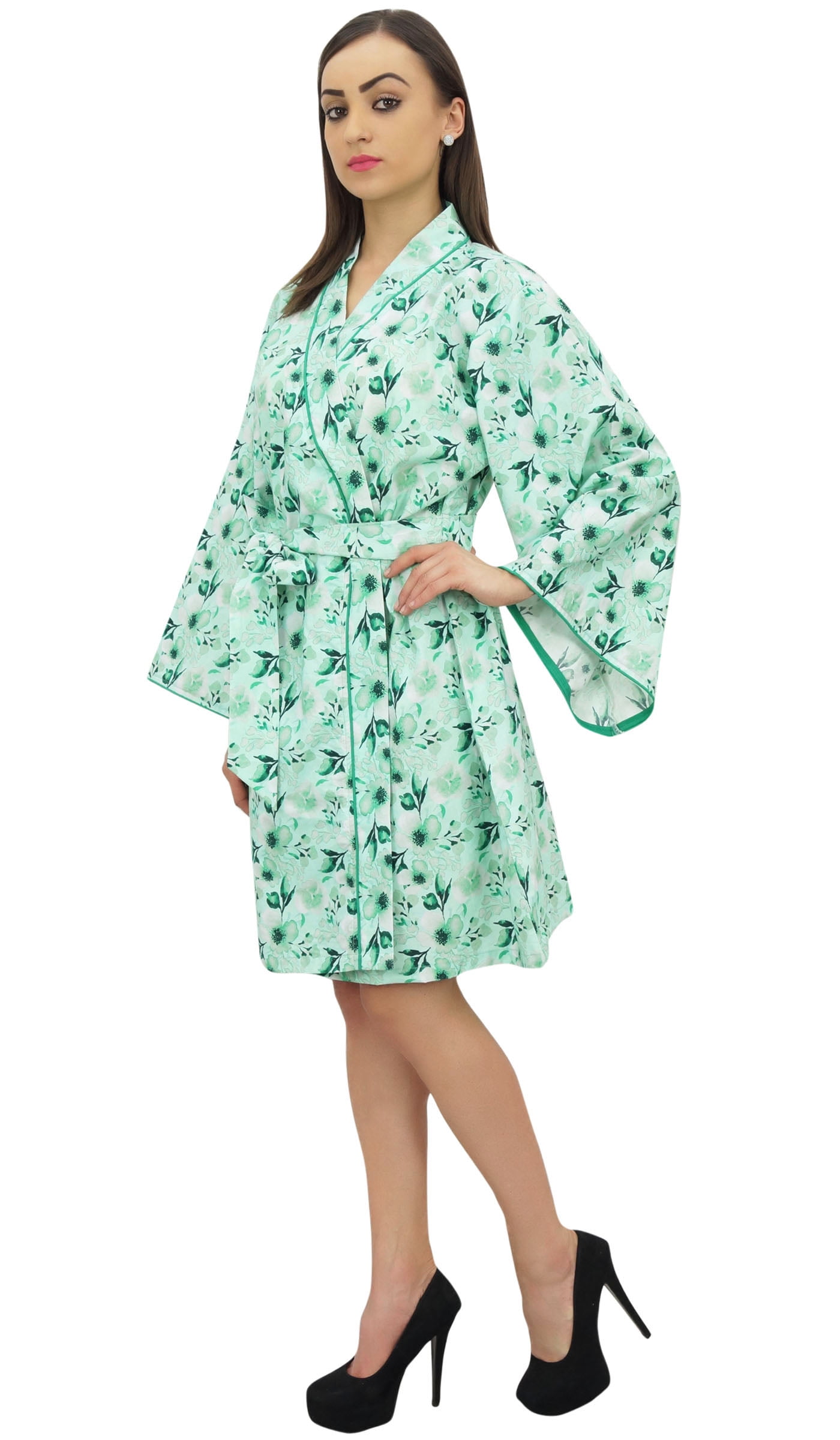 Bimba Women Floral Print Robe With Belt Bridesmaid Kimono Sleepwear ...