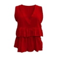 Daznico Womens V Neck Tiered Ruffle Tank Top Sleeveless Casual Summer ...