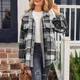 Aellinatey Jacket Women Warm Fuzzy Plaid Shacket Casual Comfy Button ...