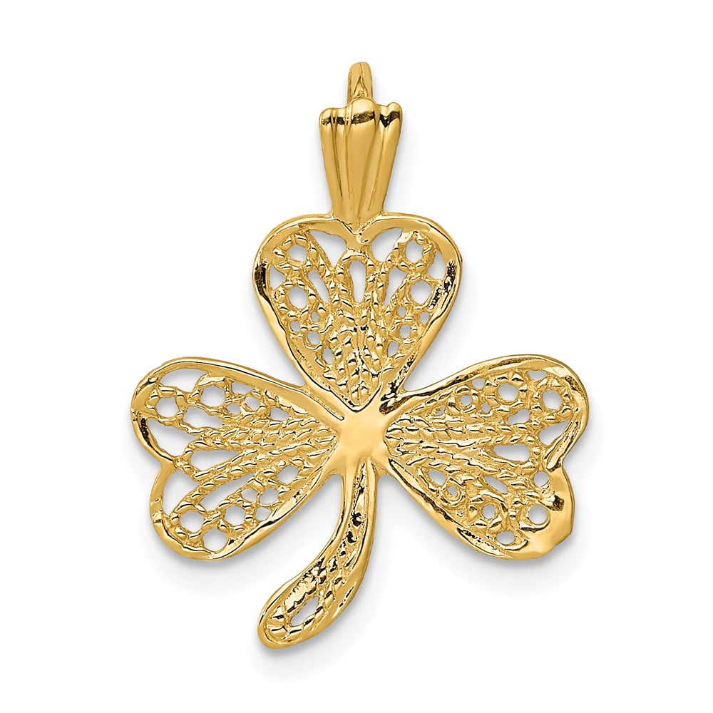14k Yellow Gold Filigree Shamrock Charm - Walmart.com