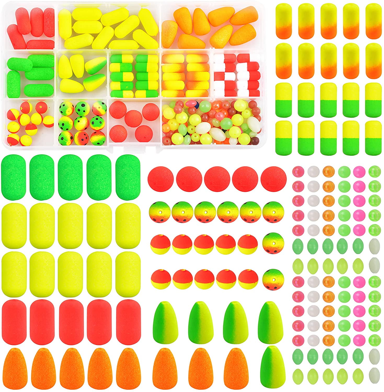 Fishing Rigs Pompano Floats Beads Kit,138pcs Foam Snell Fishing Floats ...