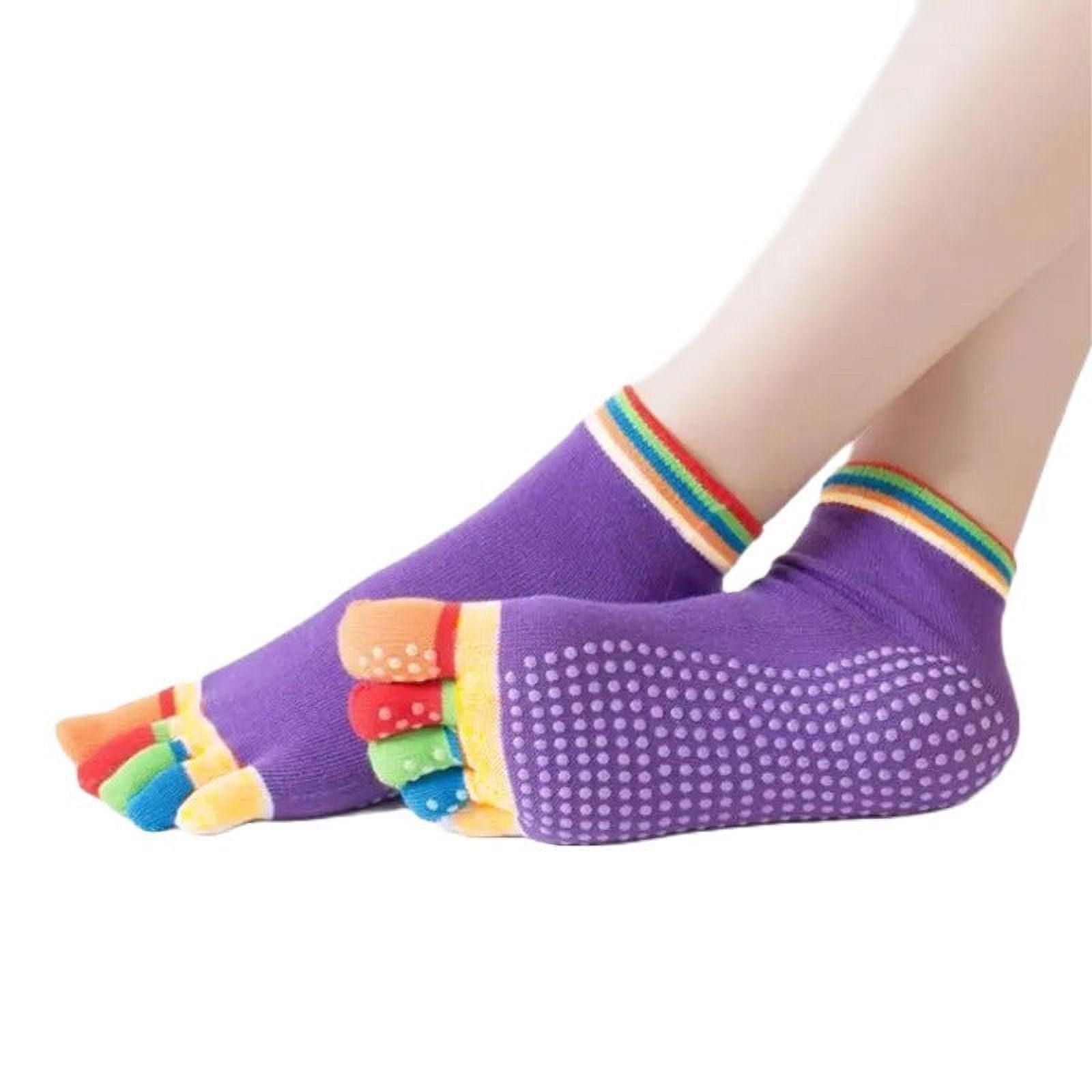 Click here for Sock Panda Purple Yoga Rainbow Toe Socks (Adult Me... prices