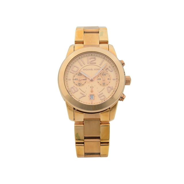 Michael Kors Mercer Rose Gold Tone Steel Salmon Dial Quartz Ladies ...