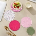 4pcs Handmade Braided Round Cotton Table Coasters, with Solid Thermal ...