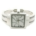 Silver Square Dial with Oversized Hours, Stitch Style Bangle Cuff Watch ...