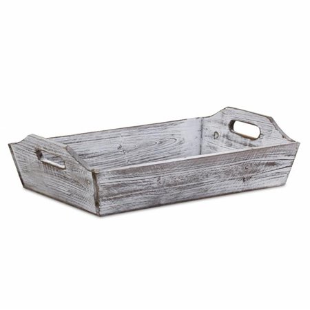 Rectangular White Wood Finished wit Side Cut Out Handle Tray | Walmart ...