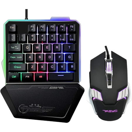 One Handed Keyboard Mouse Combo, Wired Gaming Keypad Set for Windows PC ...