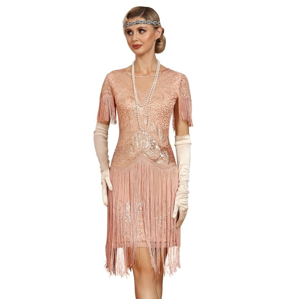 PrettyGuide Women's 1920s Gatsby Dress Long Fringe Vintage Sequin Art ...