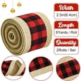 2 Rolls-2.5 Inch Black and Red Plaid Check Ribbon, Burlap Wired Ribbon ...
