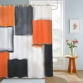 Bathroom Shower Curtain Abstract Orange Black Grey Block Waterproof ...