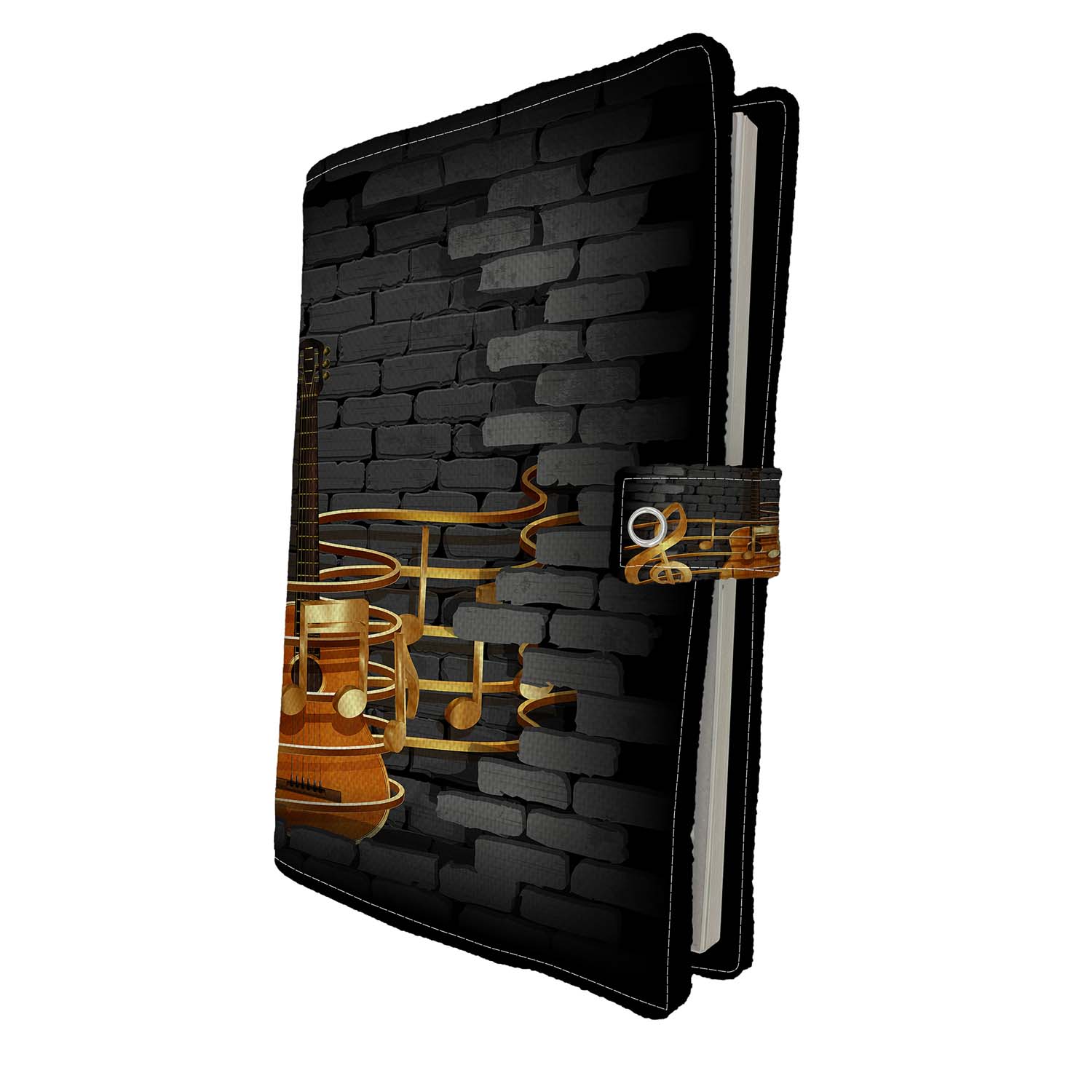 PKQWTM Gold Musical Notes Volume Treble Clef Staff Guitar Old Brick ...